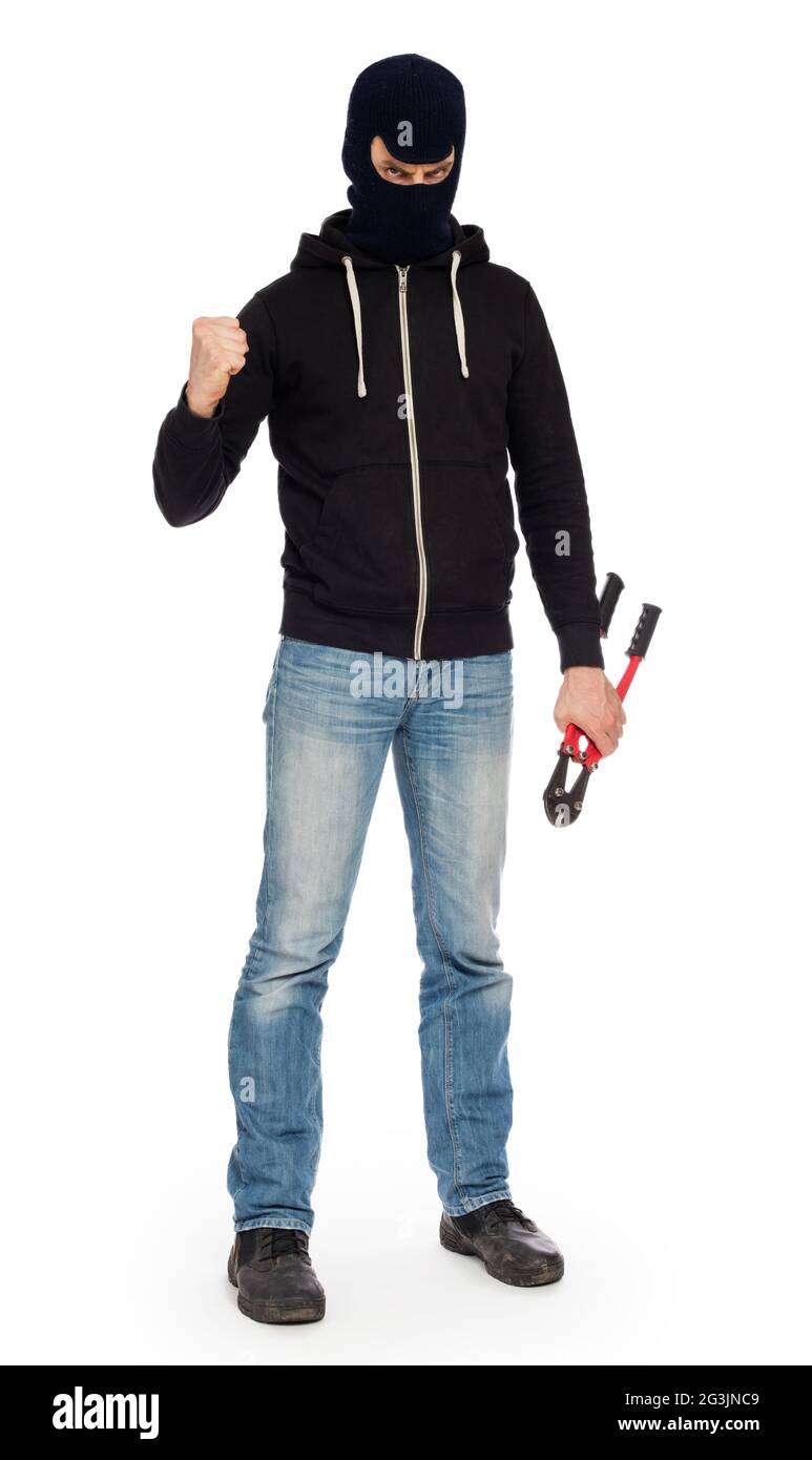 Robber with red bolt cutters Stock Photo - Alamy