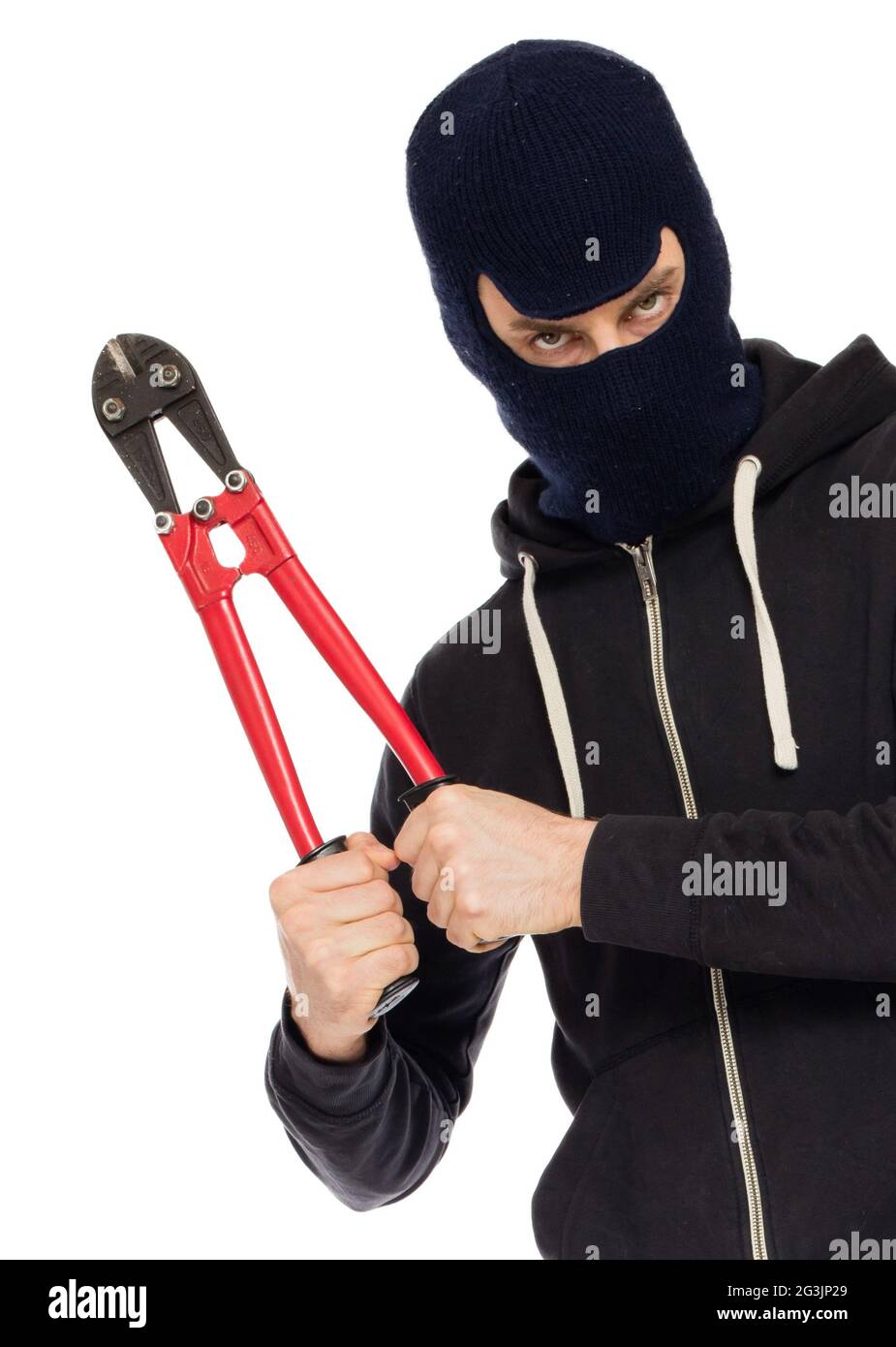 Robber with red bolt cutters Stock Photo - Alamy