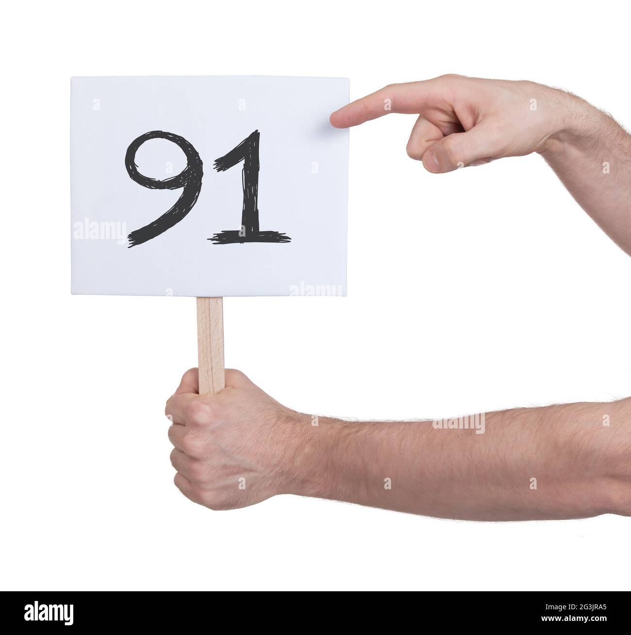 Sign with a number, 91 Stock Photo - Alamy