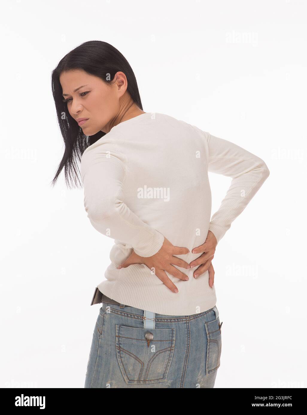 Woman back pain caucasian hi-res stock photography and images - Alamy