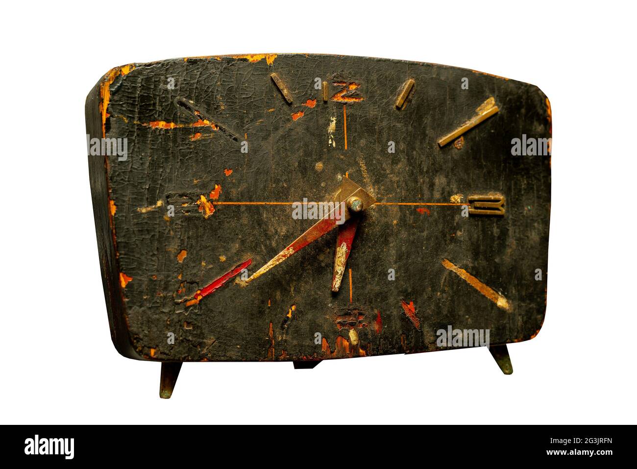 Old vintage stone clock isolated on a white background Stock Photo - Alamy