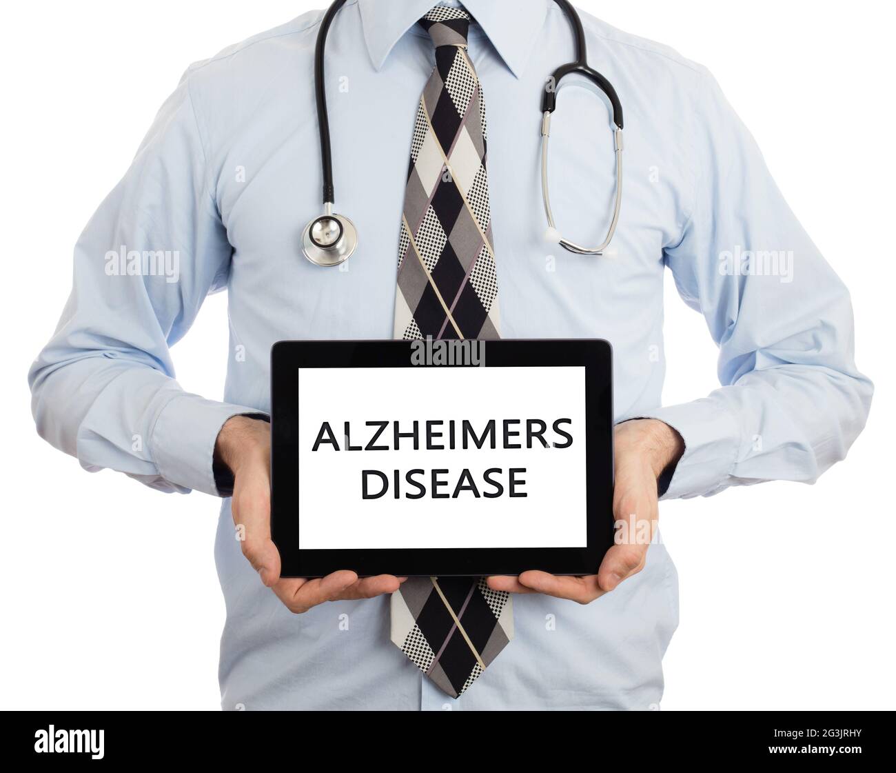 Doctor holding tablet - Alzheimers disease Stock Photo - Alamy