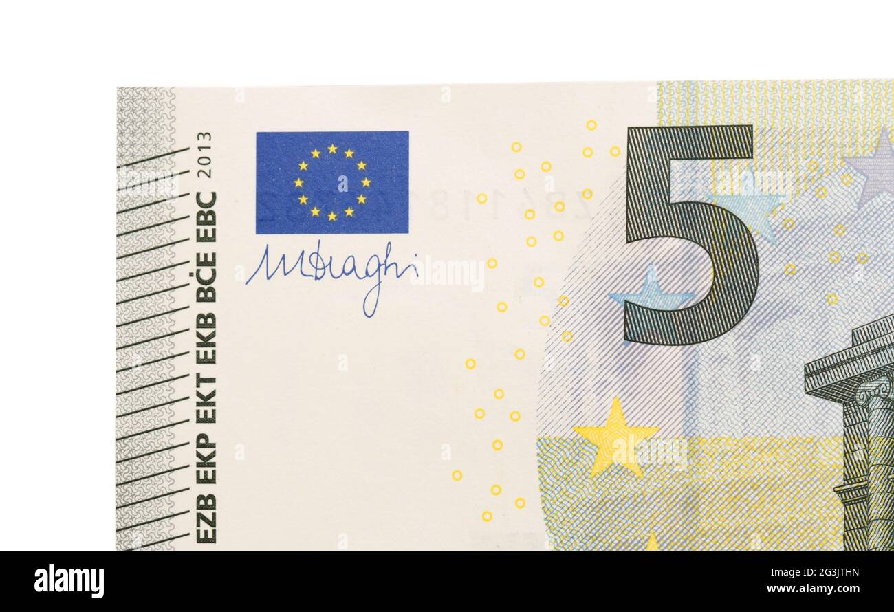 Close-up of a 5 euro bank note Stock Photo - Alamy