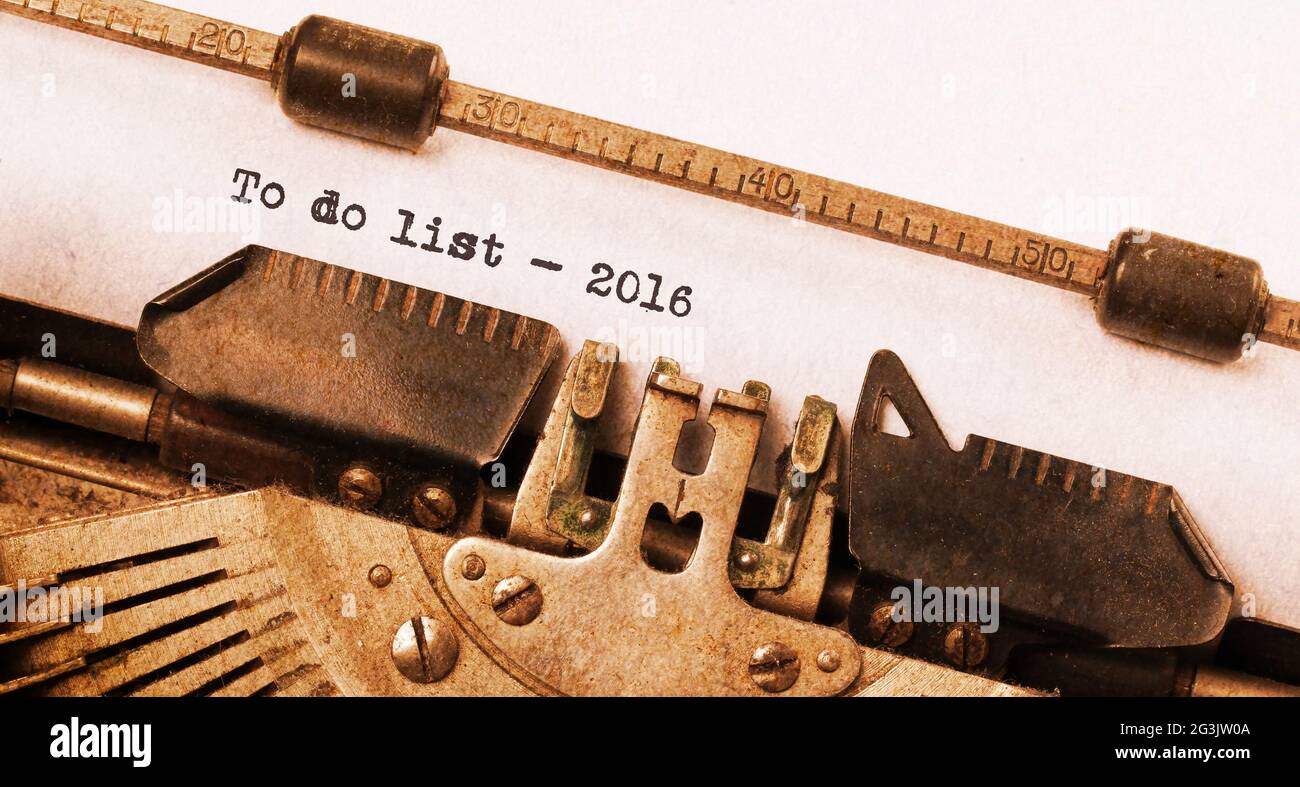Vintage typewriter - To Do List 2016 Stock Photo - Alamy