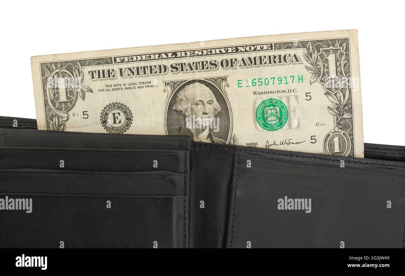 US one Dollar bill in a wallet, close up Stock Photo - Alamy