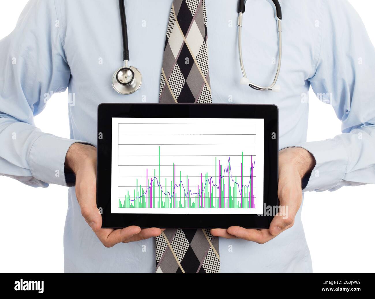 Doctor holding tablet - Graph Stock Photo - Alamy