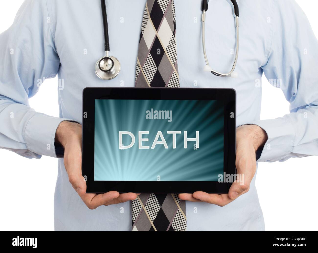 Doctor holding tablet - Death Stock Photo - Alamy