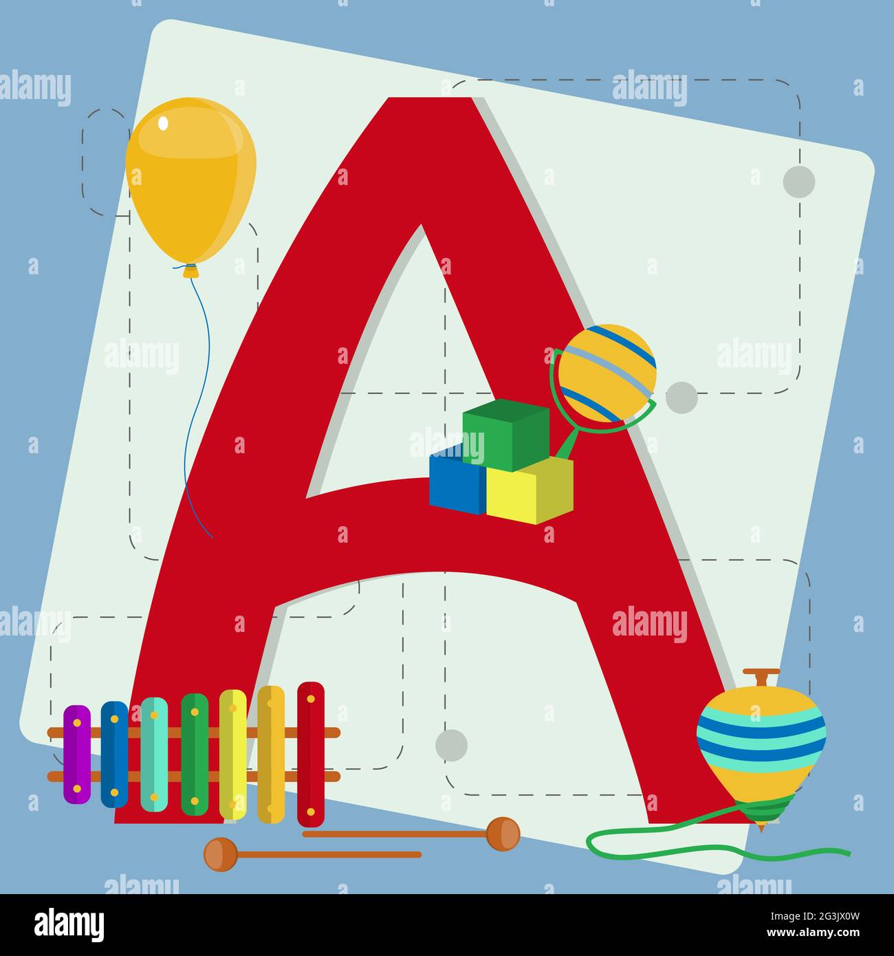 Letter "a" from stylized alphabet with children's toys: xylophone ...