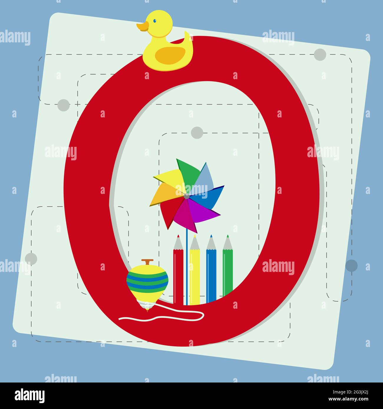 Letter "o" from stylized alphabet with children's: rubber ducky ...