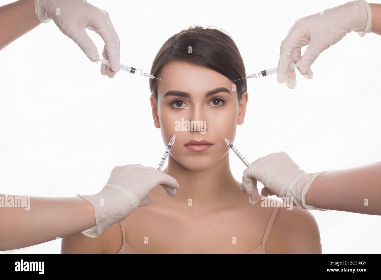 Woman getting beauty facial injections Stock Photo - Alamy