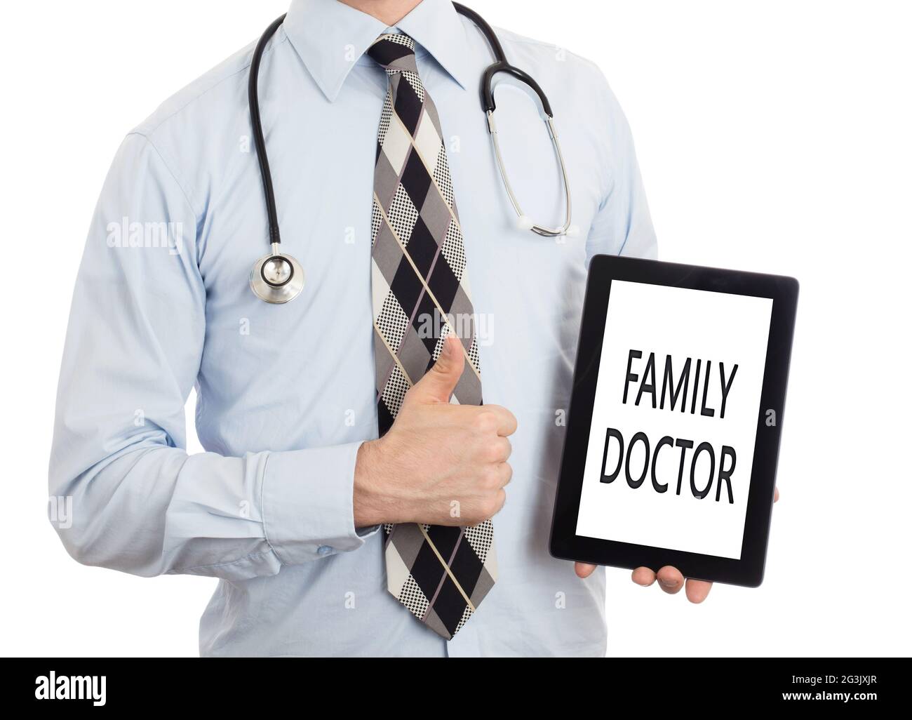 Doctor holding tablet - Family doctor Stock Photo - Alamy