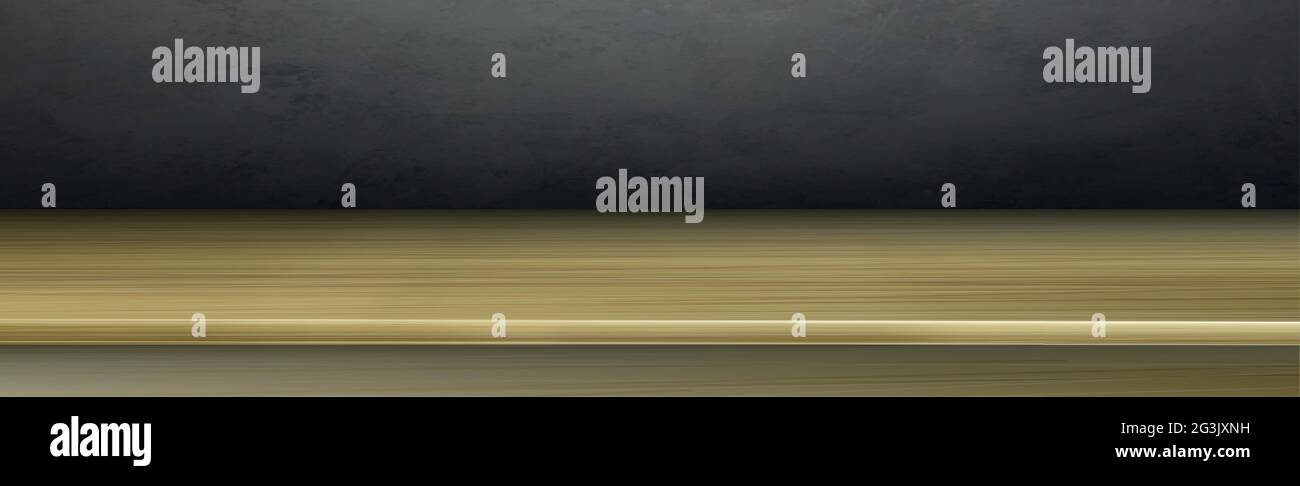 Realistic yellow wood table top on dark background - Vector ...