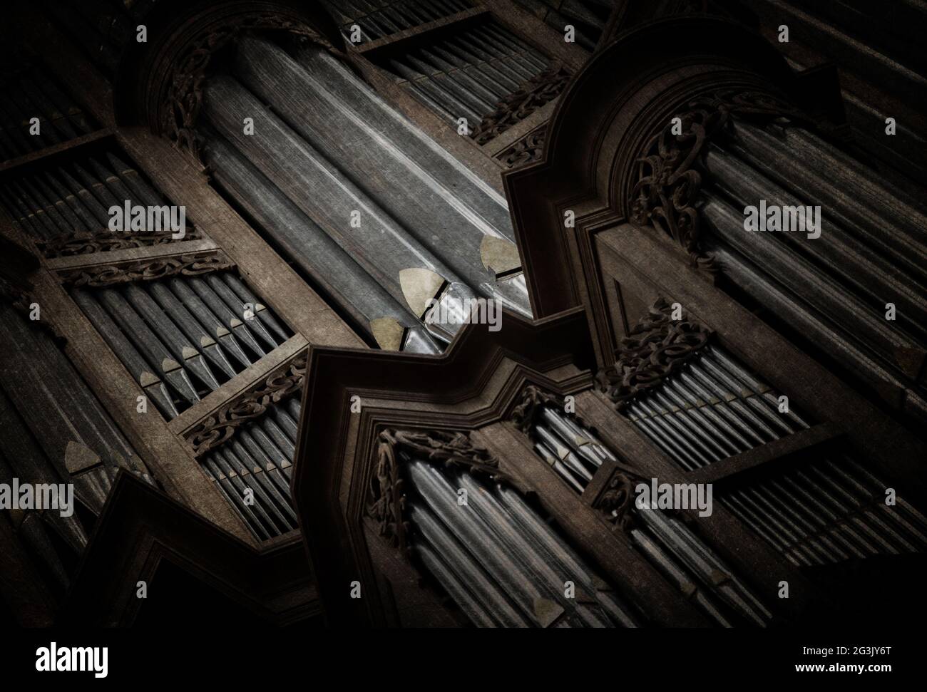 Creepy image of an old pipe organ Stock Photo - Alamy