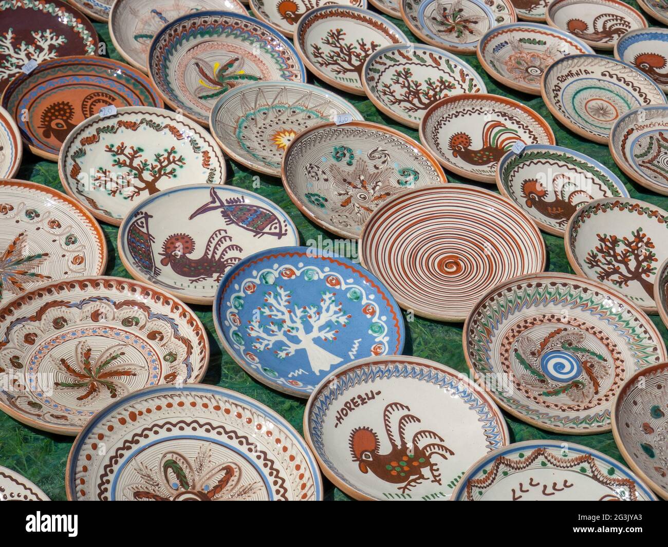 HOREZU, ROMANIA - May 21, 2021: romanian decorated clay plates, from ...