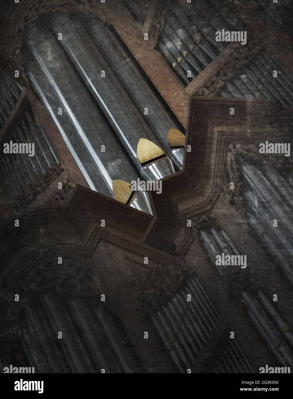 Creepy image of an old pipe organ Stock Photo - Alamy
