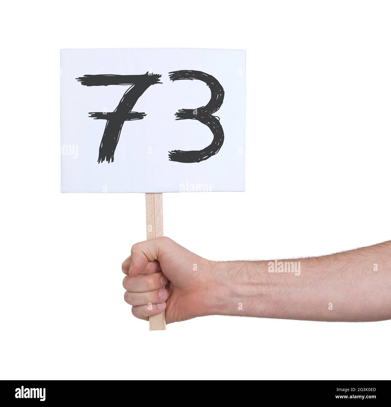 Sign with a number, 73 Stock Photo - Alamy