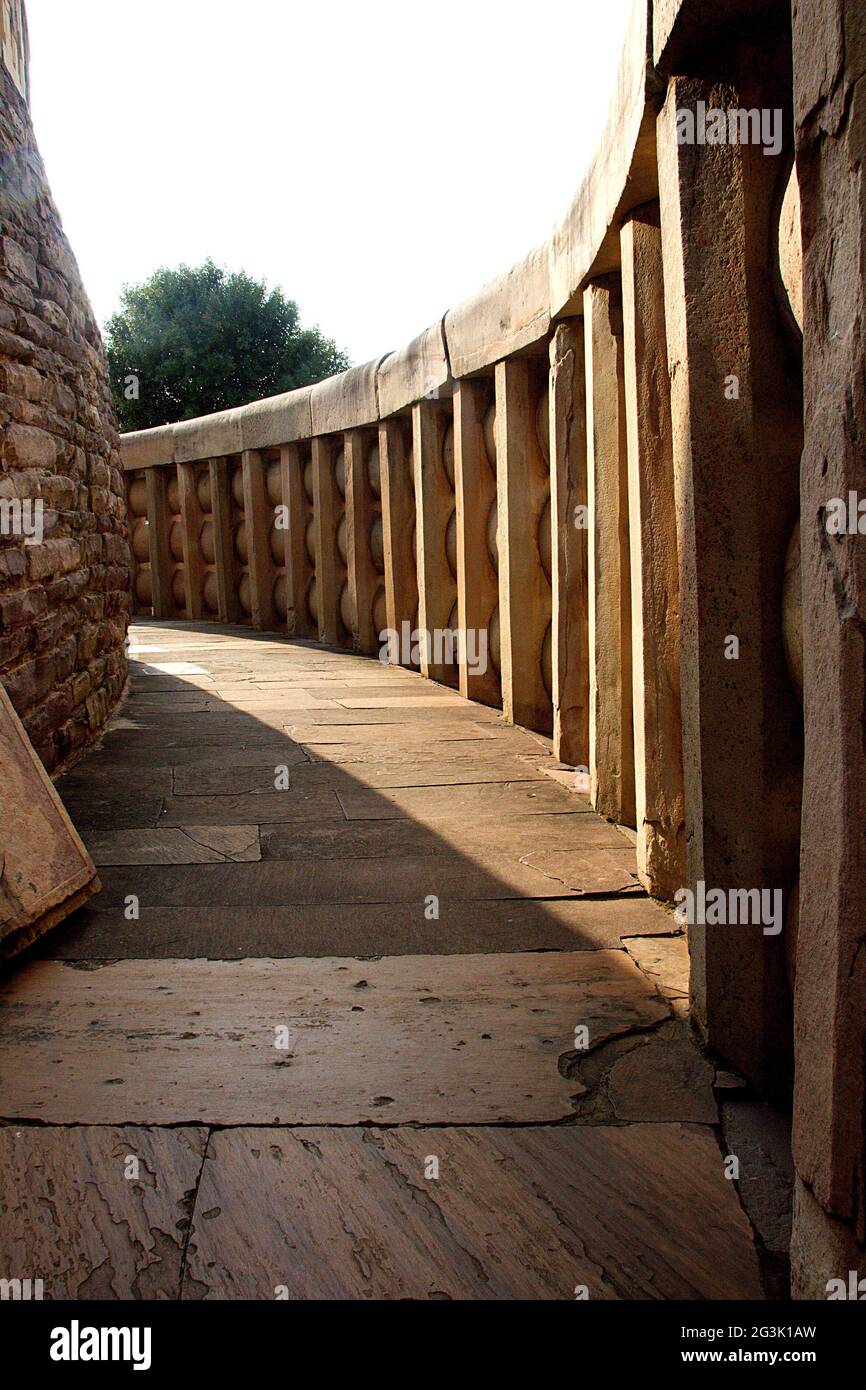 Stone Corridor at Sanchi Stupa Stock Photo - Alamy