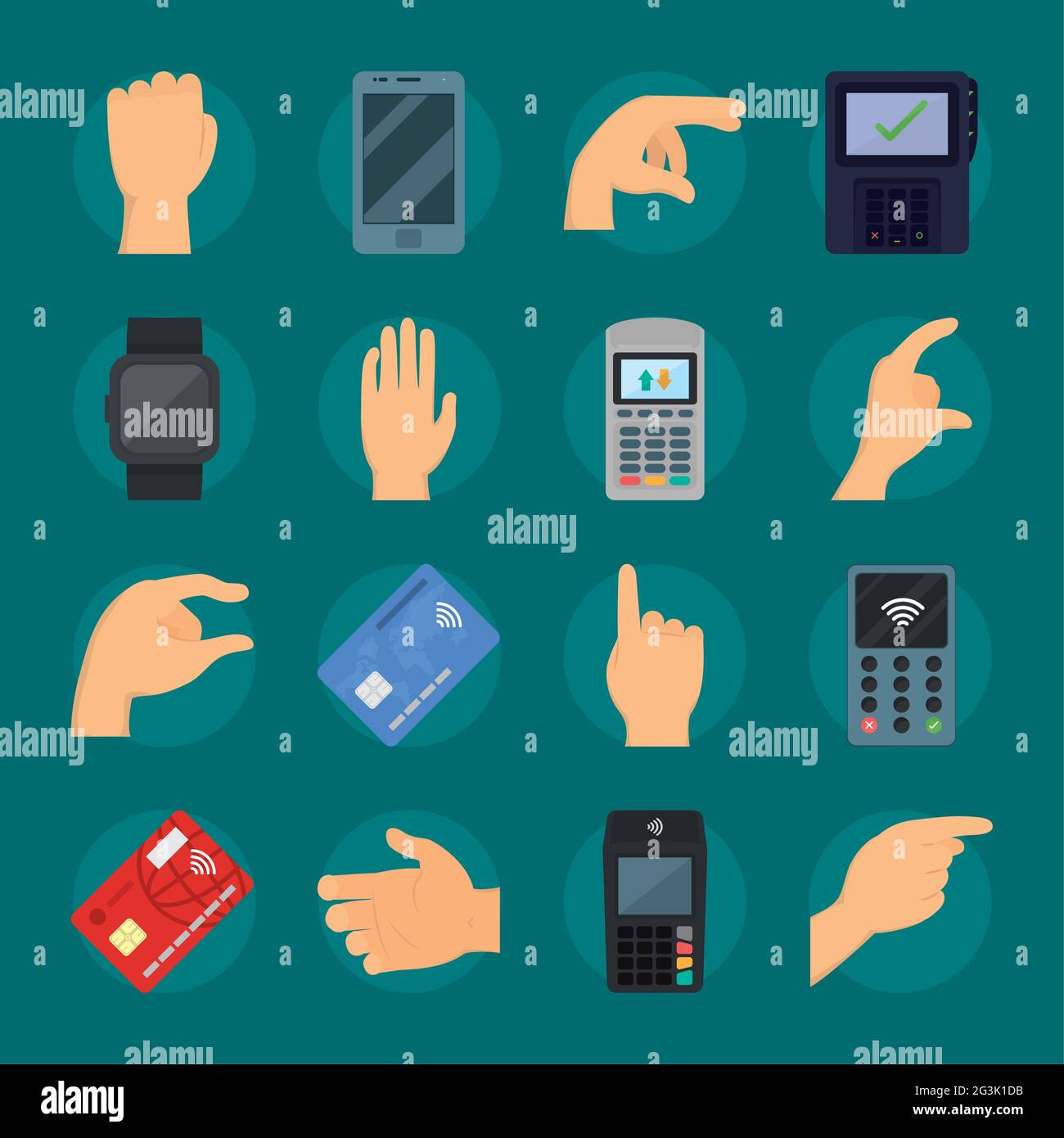 hands and contactless payment devices set Stock Vector Image & Art - Alamy