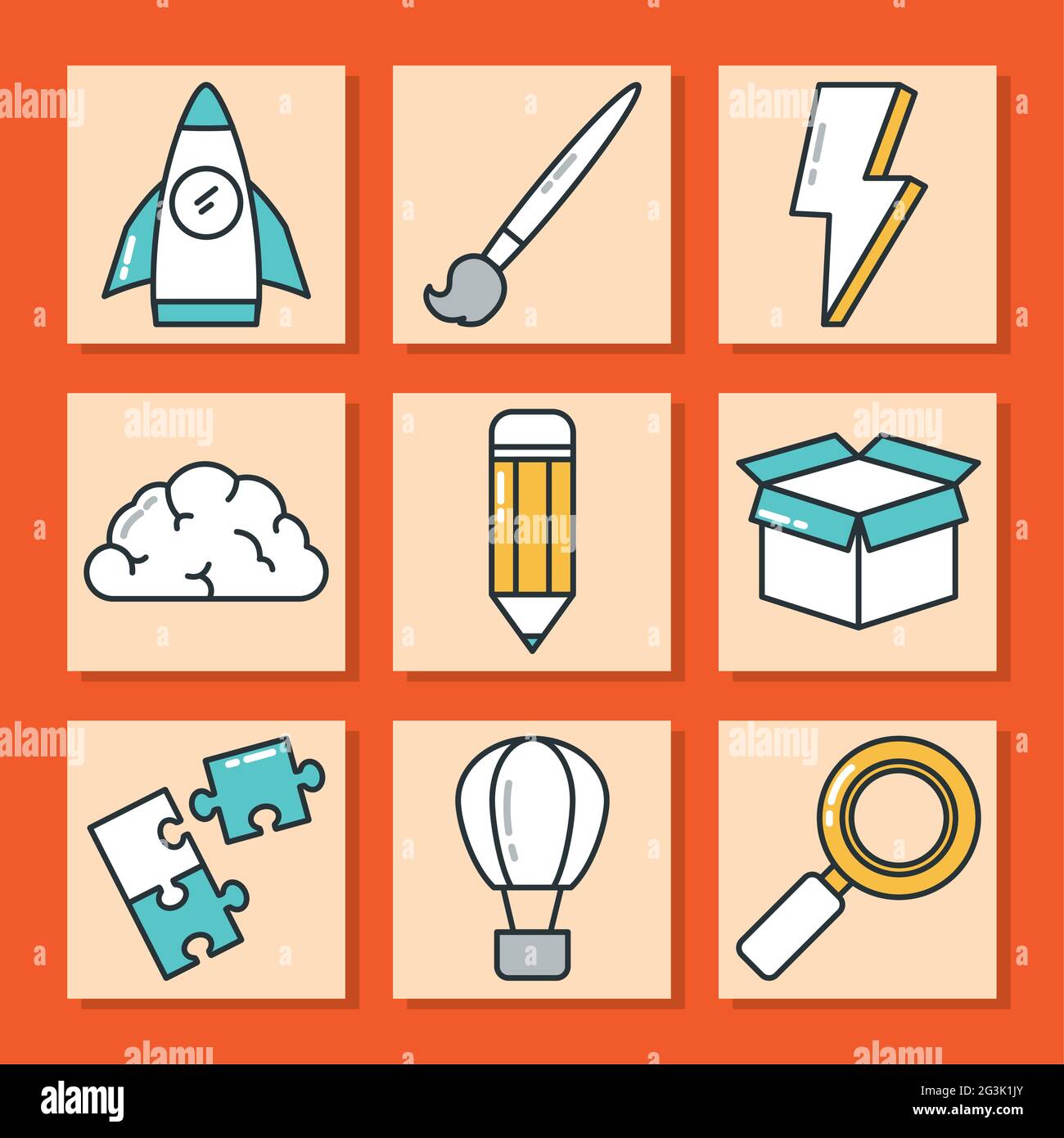 rocket and big idea icon set Stock Vector Image & Art - Alamy