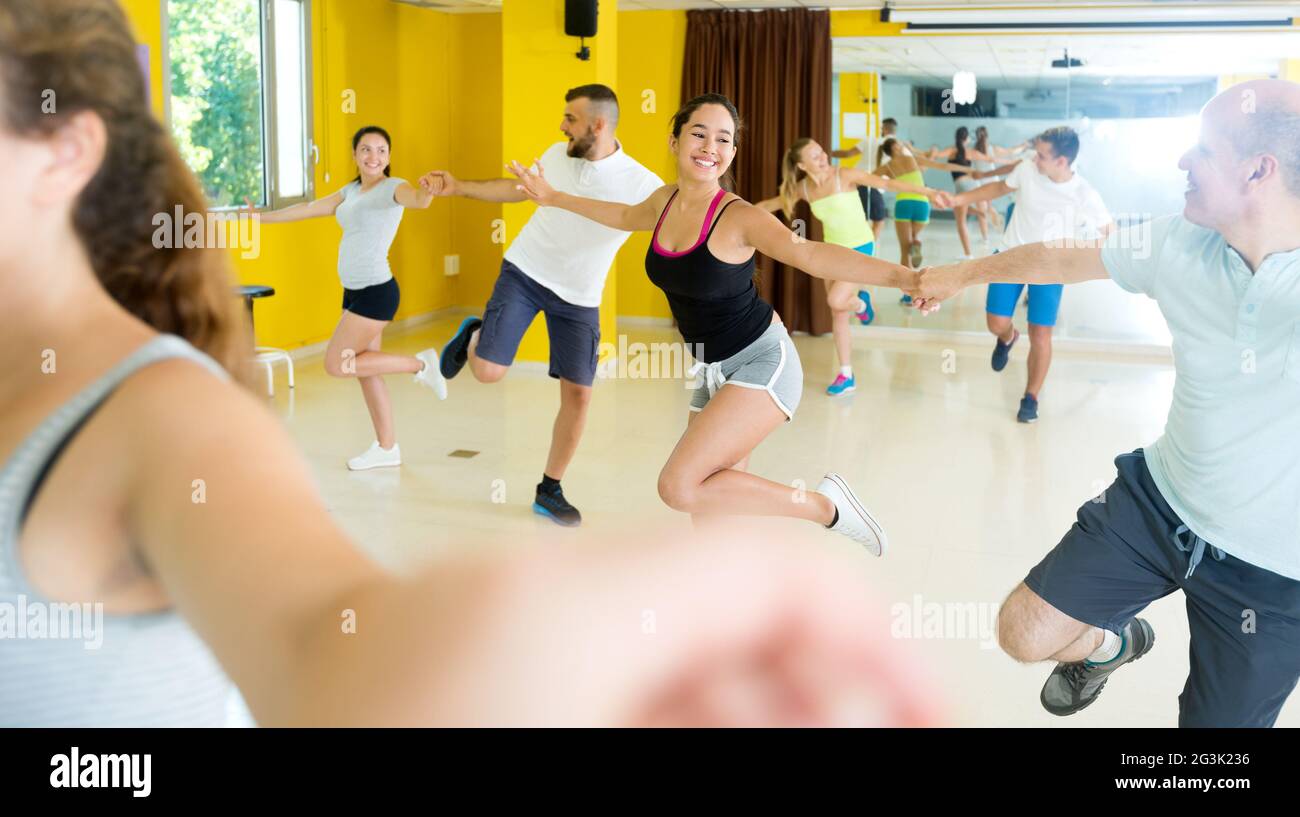 People dancing rock-and-roll in the hall Stock Photo - Alamy