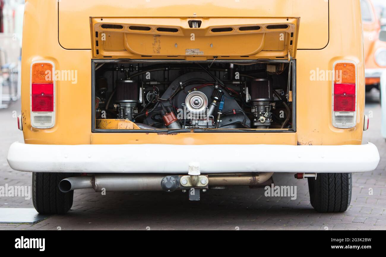 Vintage rv camper-van engine close-up Stock Photo - Alamy