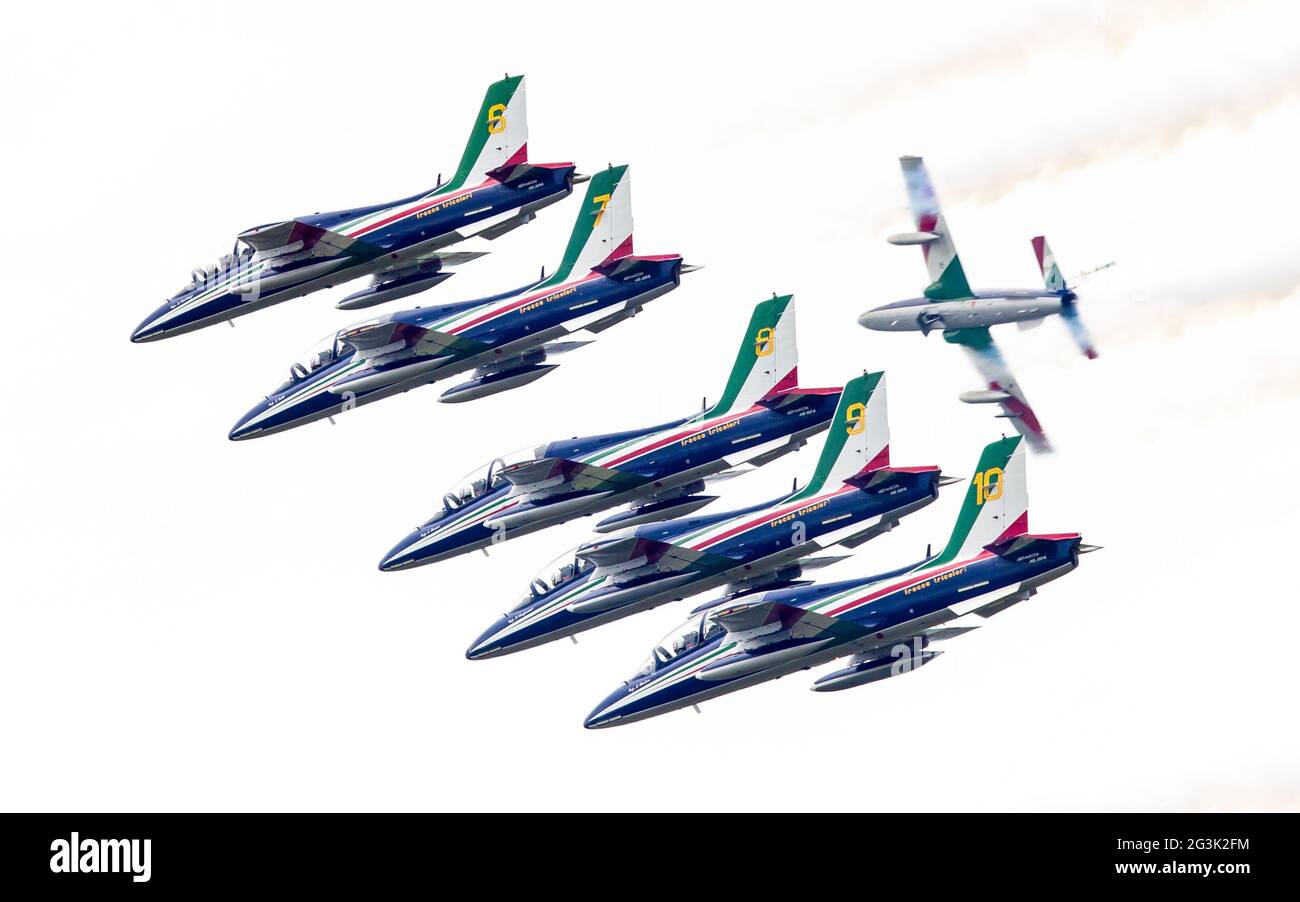 LEEUWARDEN, THE NETHERLANDS-JUNE 11, 2016: Italian aerobatic team ...