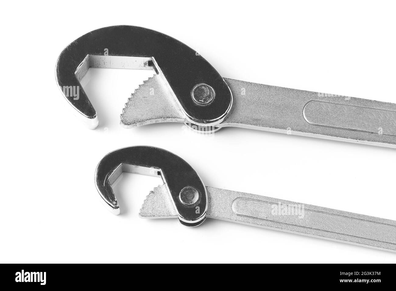 two self-adjusting wrench on white background Stock Photo - Alamy