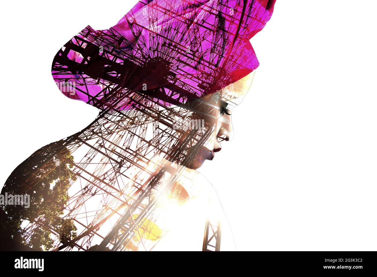 Profile double exposure hi-res stock photography and images - Alamy