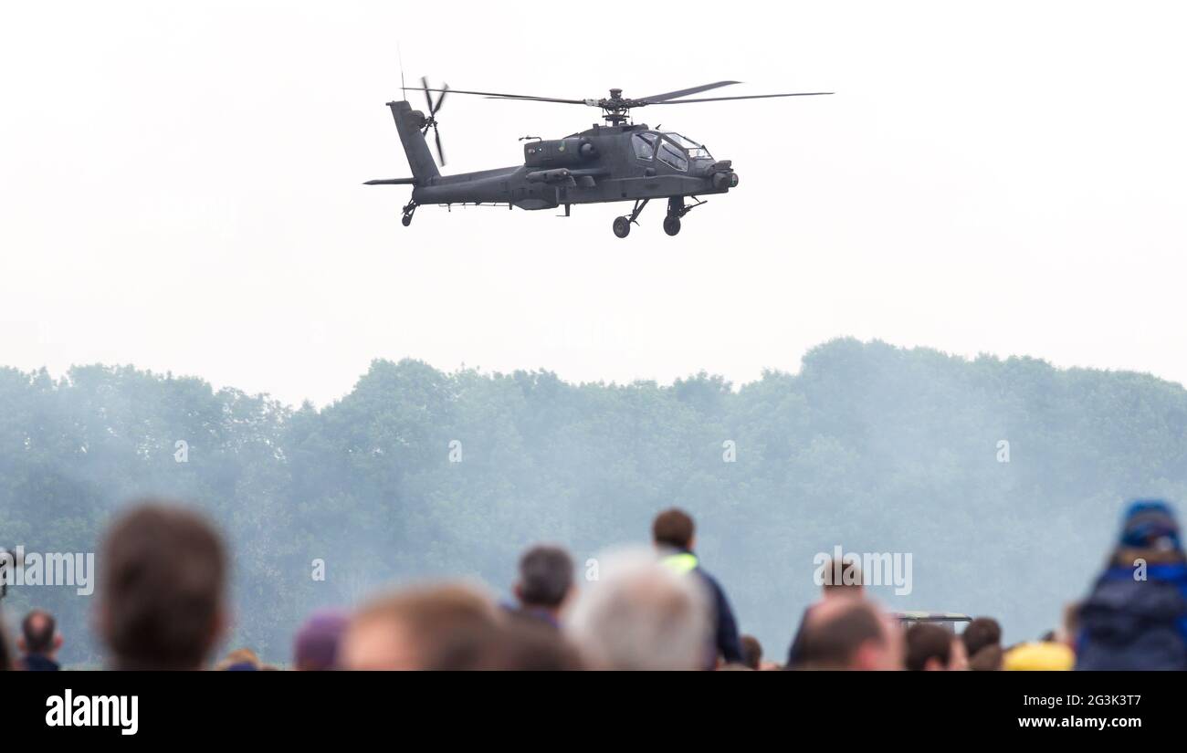 LEEUWARDEN, THE NETHERLANDS - JUN 11, 2016: Boeing AH-64 Apache attack ...