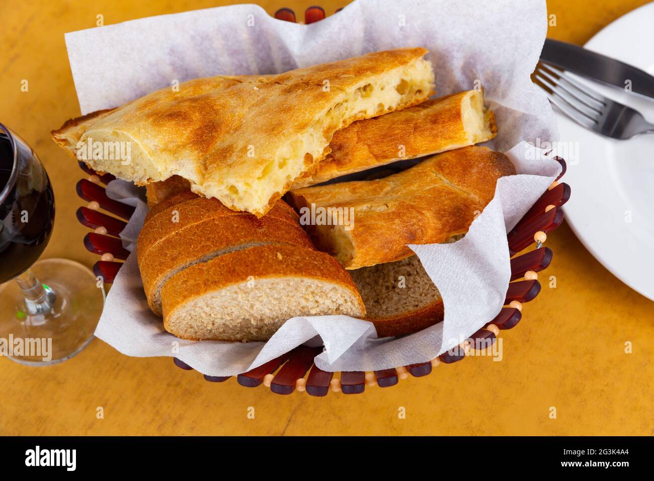 Traditional georgian bread shotis puri served for dinner Stock Photo ...