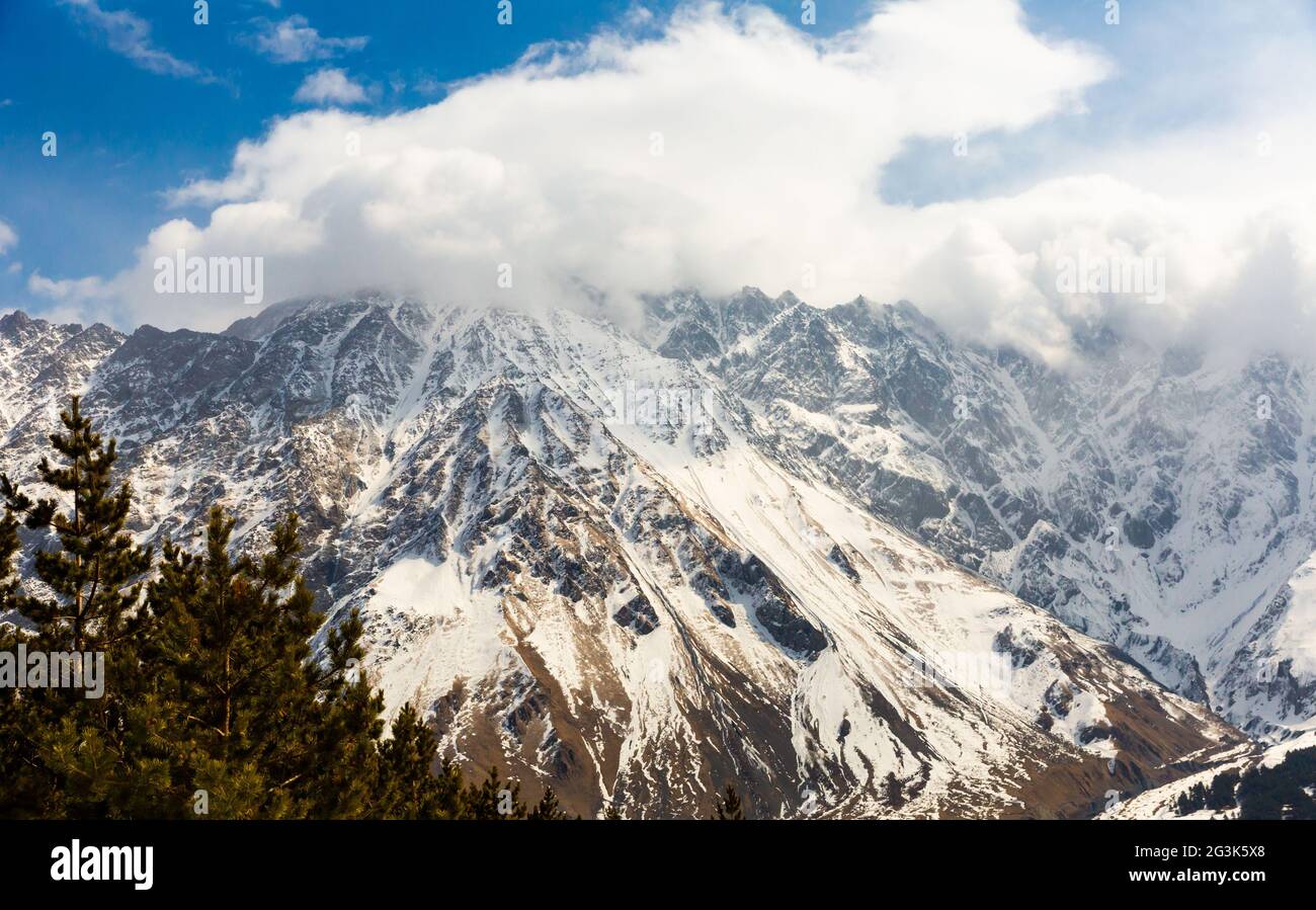 View of Greater Caucasus mountains in Georgia Stock Photo - Alamy