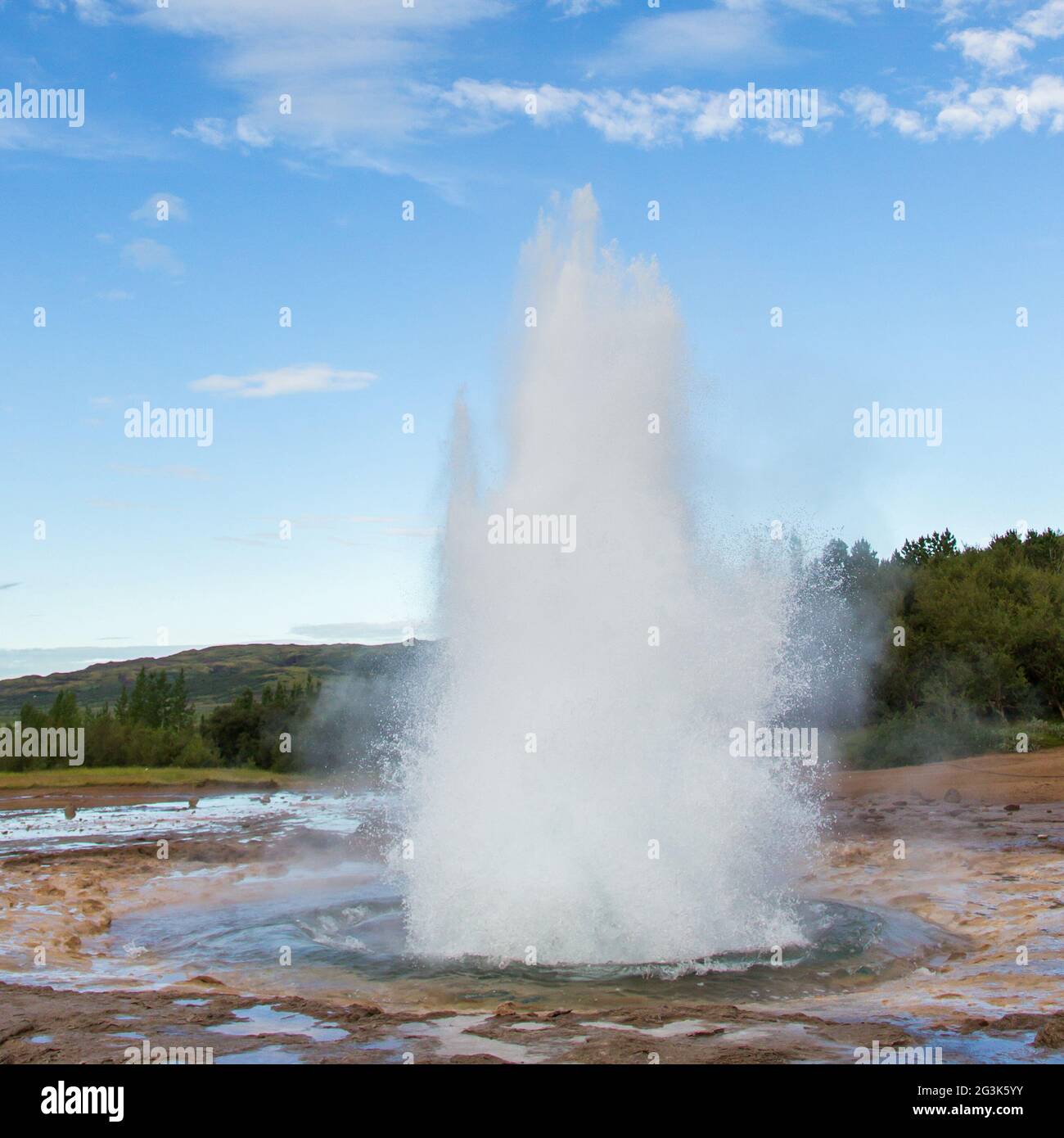 Strokkur eruption in the Geysir area, Iceland Stock Photo - Alamy