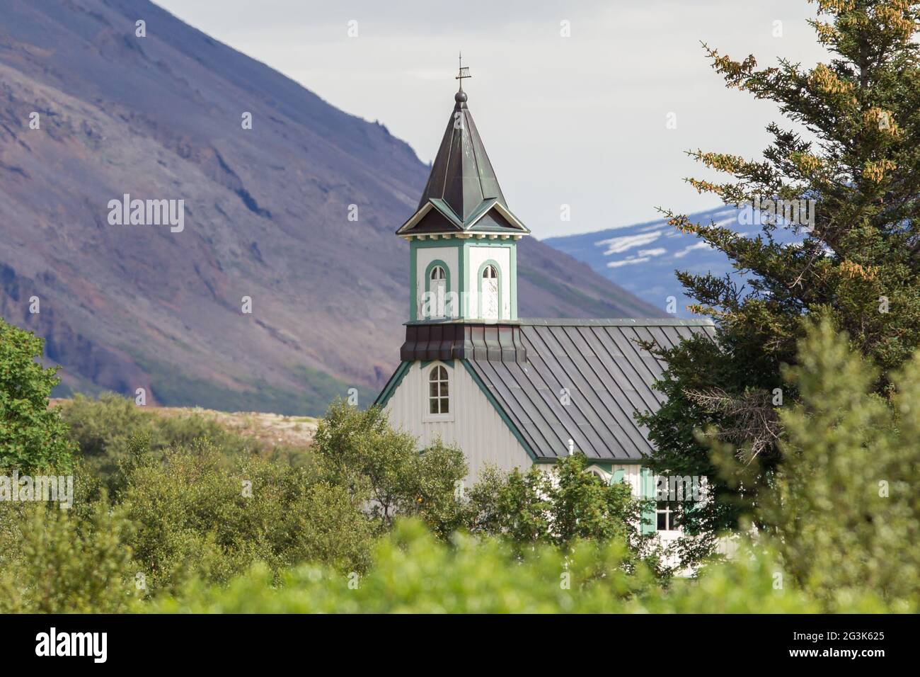 White Church in Thingvellir National park - Iceland Stock Photo - Alamy
