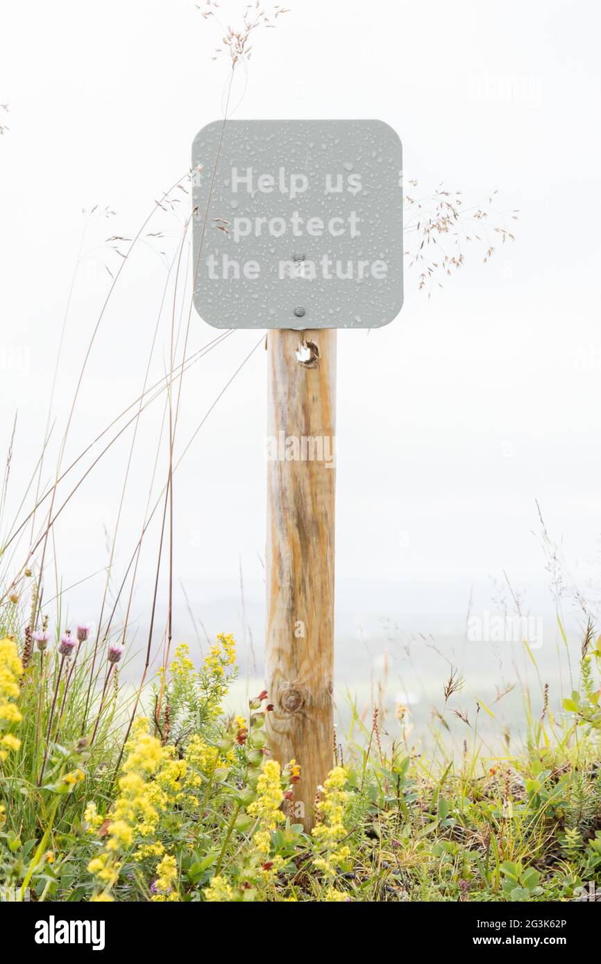 Help us protect the nature sign Stock Photo - Alamy
