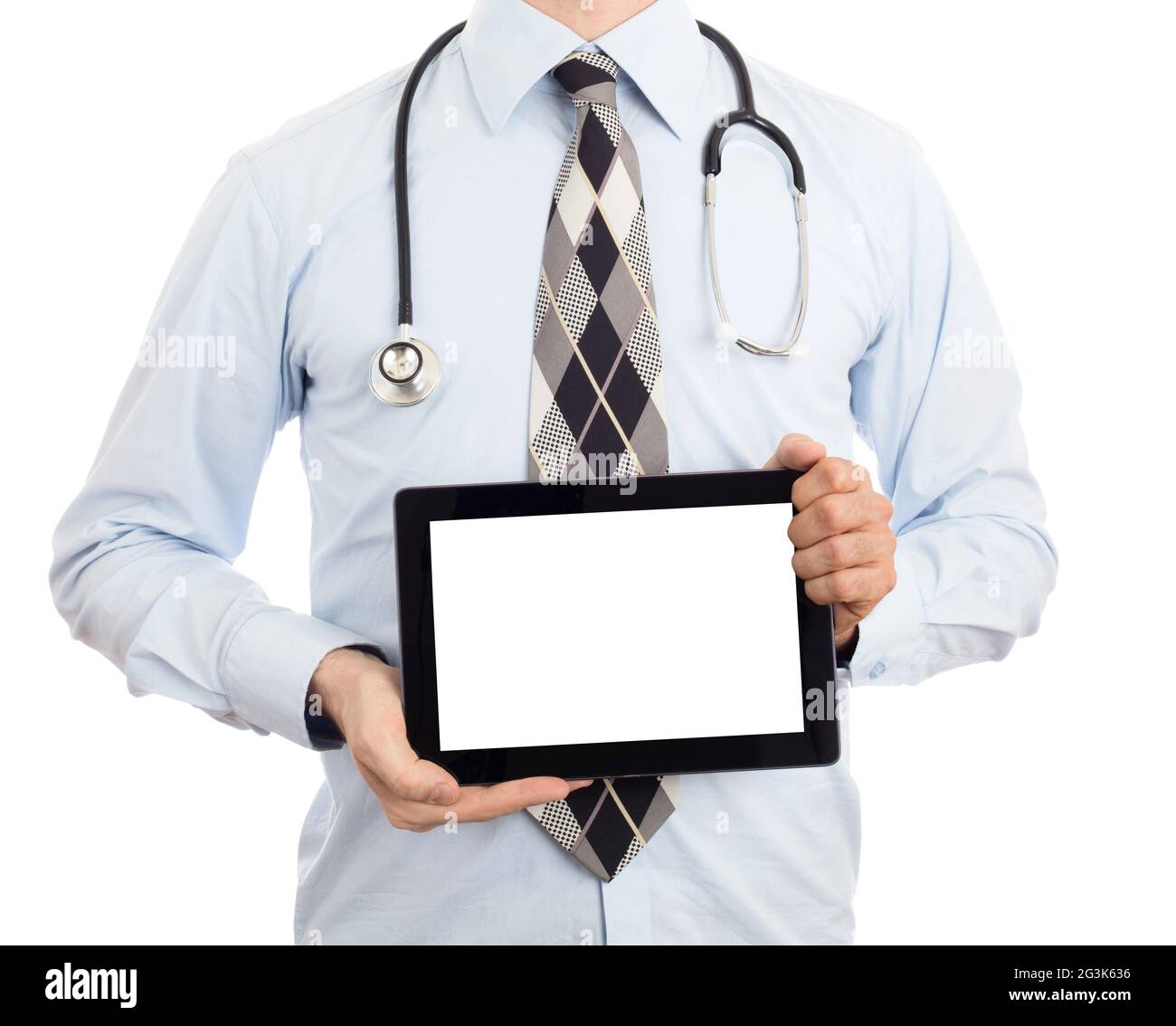 Doctor holding tablet with copy space and clipping path for the screen ...