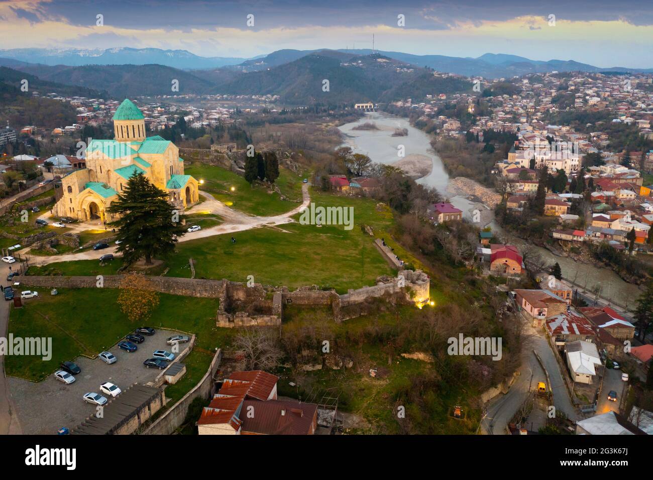 Evening drone view of the ancient city of Kutaisi Stock Photo - Alamy