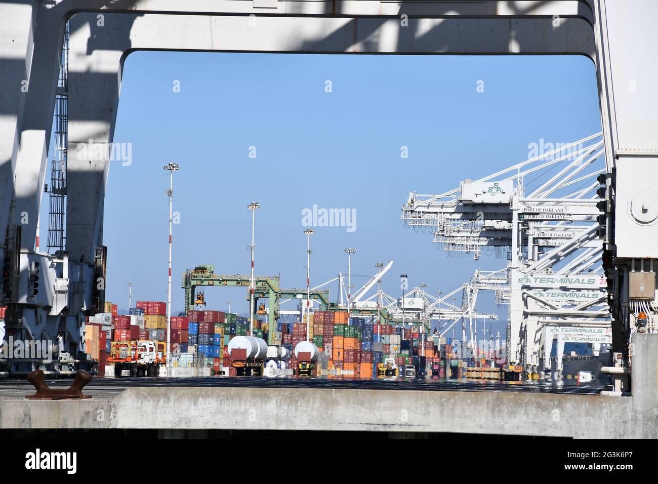 Shipping containers are loaded onto ships at the Port of Oakland ...