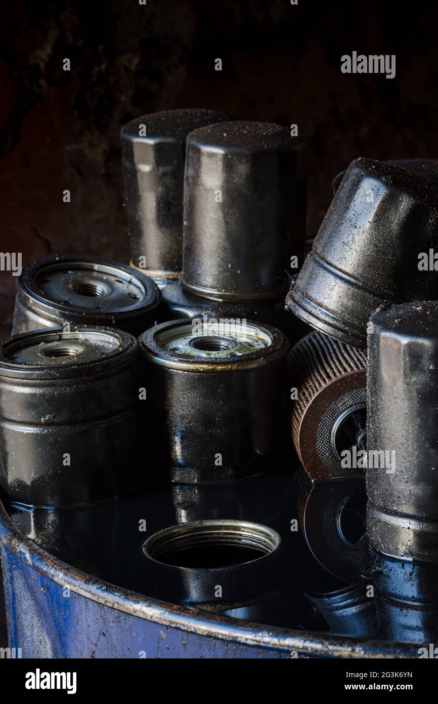 Old oil filters hi-res stock photography and images - Alamy