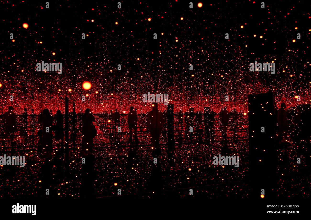 London, Britain. 16th June, 2021. People visit the exhibition 'YAYOI ...