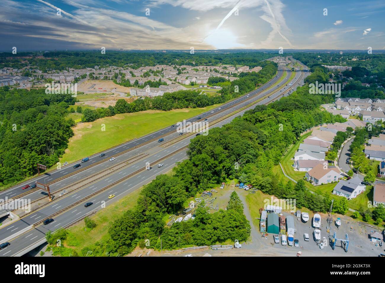 Aerial view traffic along bridge highway hi-res stock photography and ...
