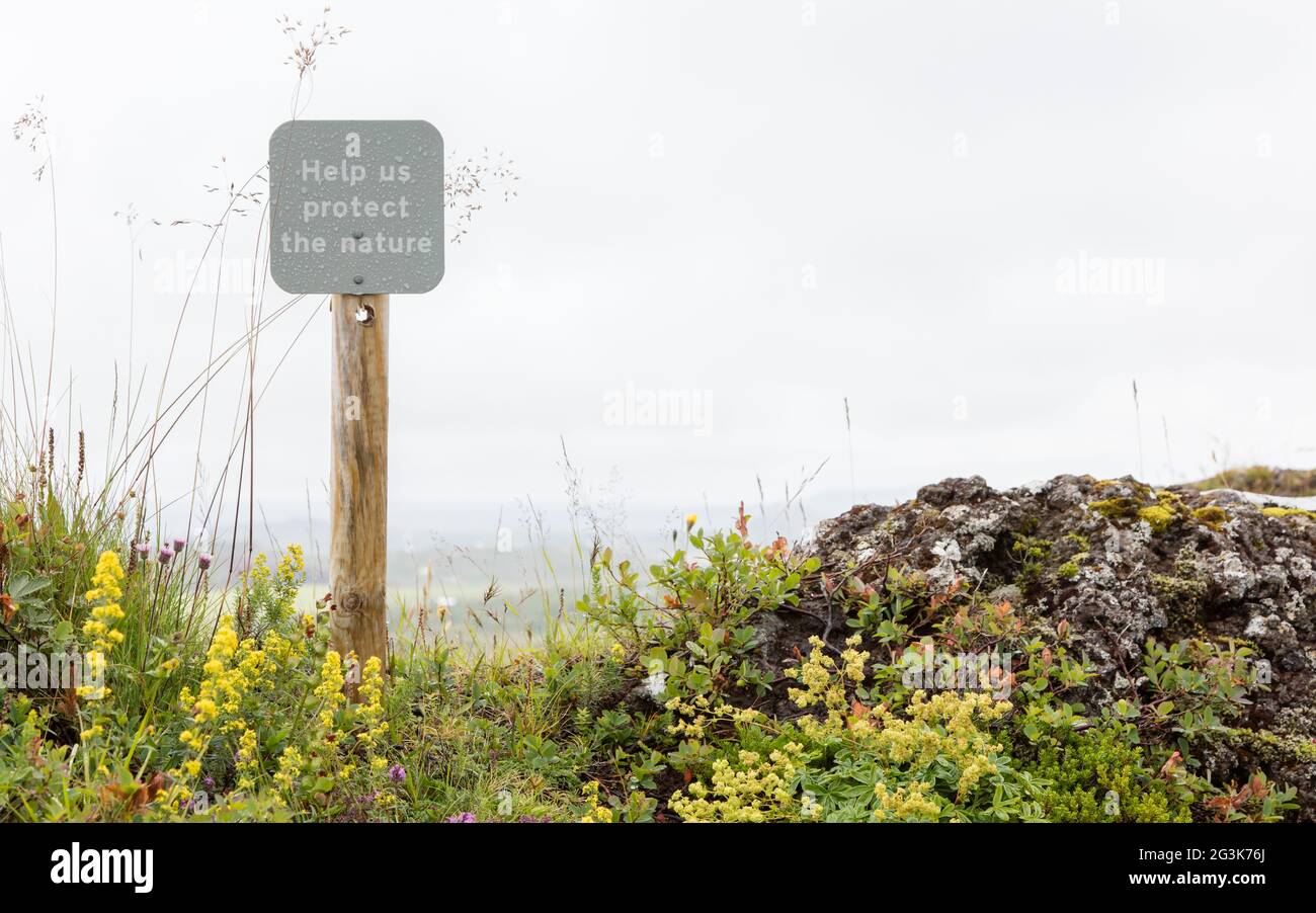 Help us protect the nature sign Stock Photo - Alamy