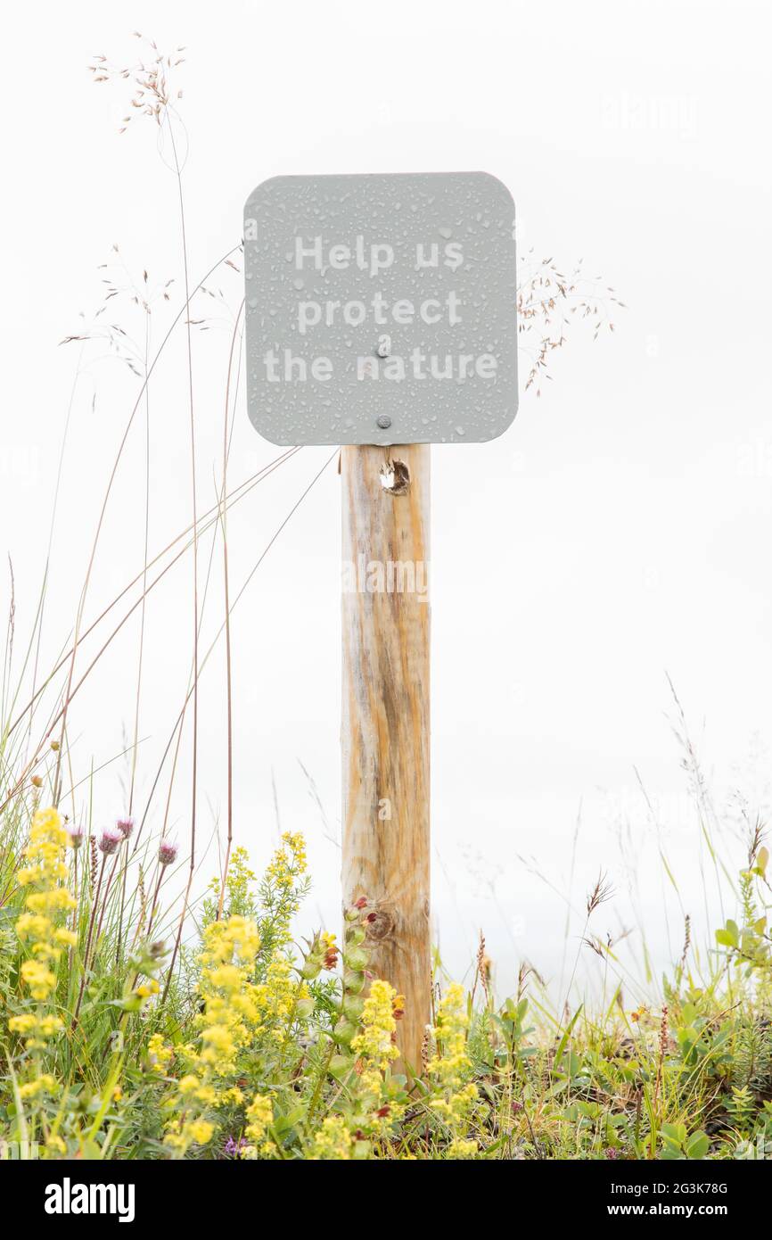 Help us protect the nature sign Stock Photo - Alamy