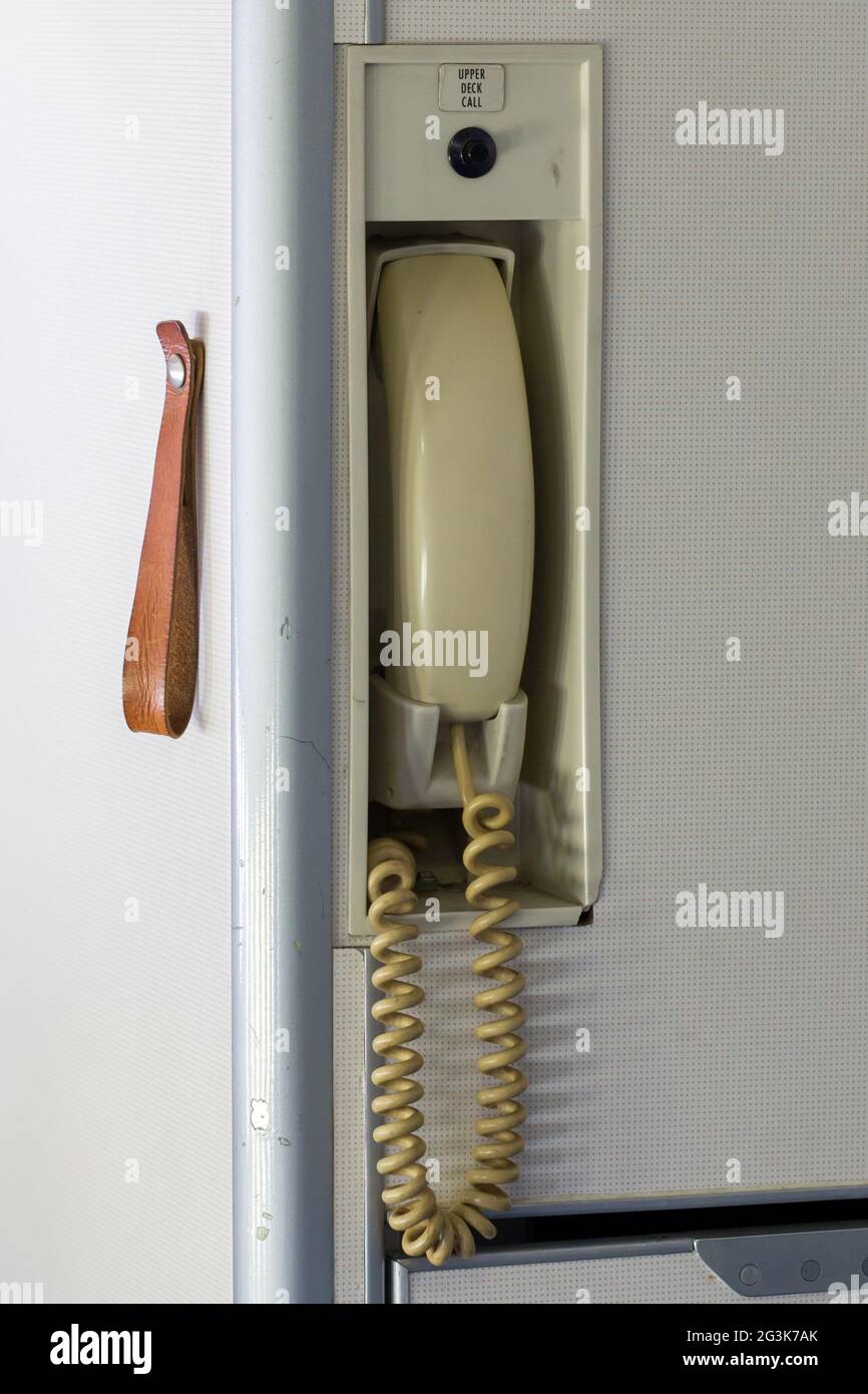 Vintage telephone in an airplane Stock Photo - Alamy