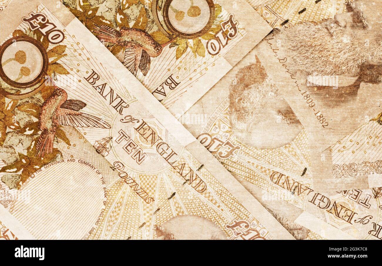 Pound currency background - 10 Pounds - Vintage sepia Stock Photo - Alamy