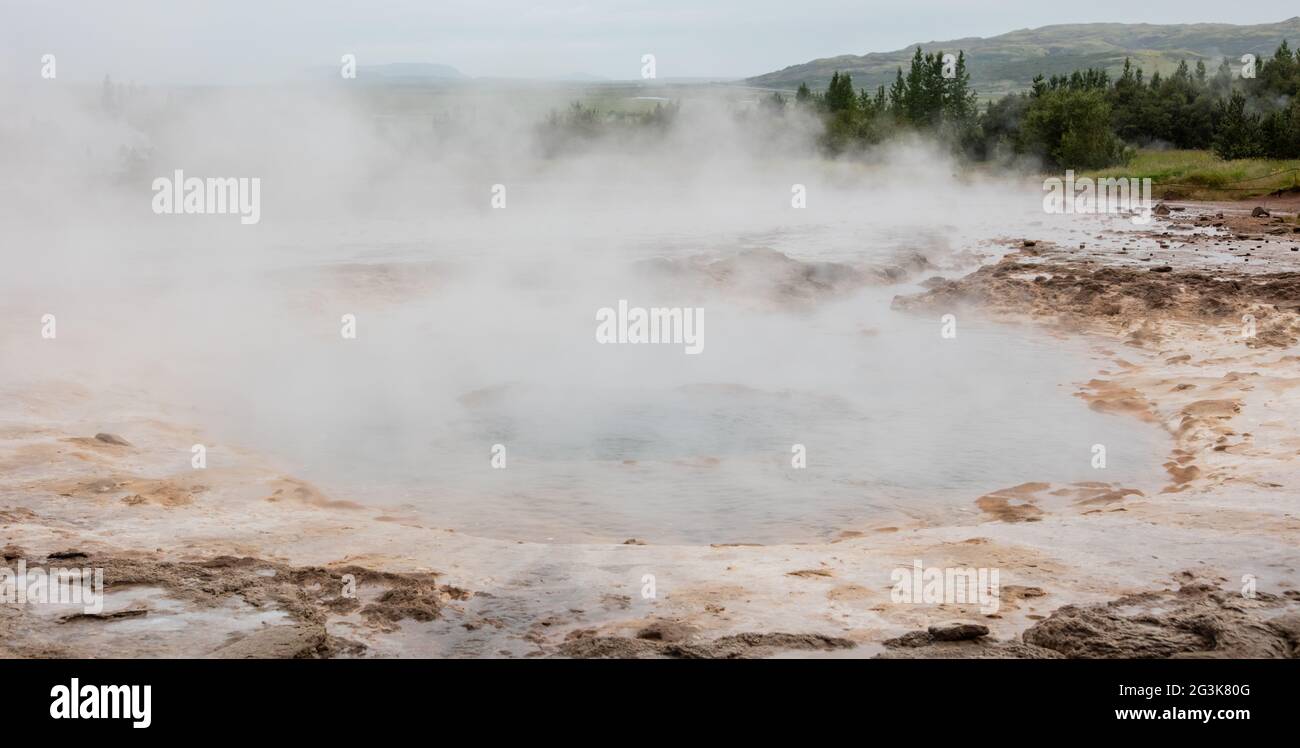 Geothermally active valley of Haukadalur Stock Photo - Alamy