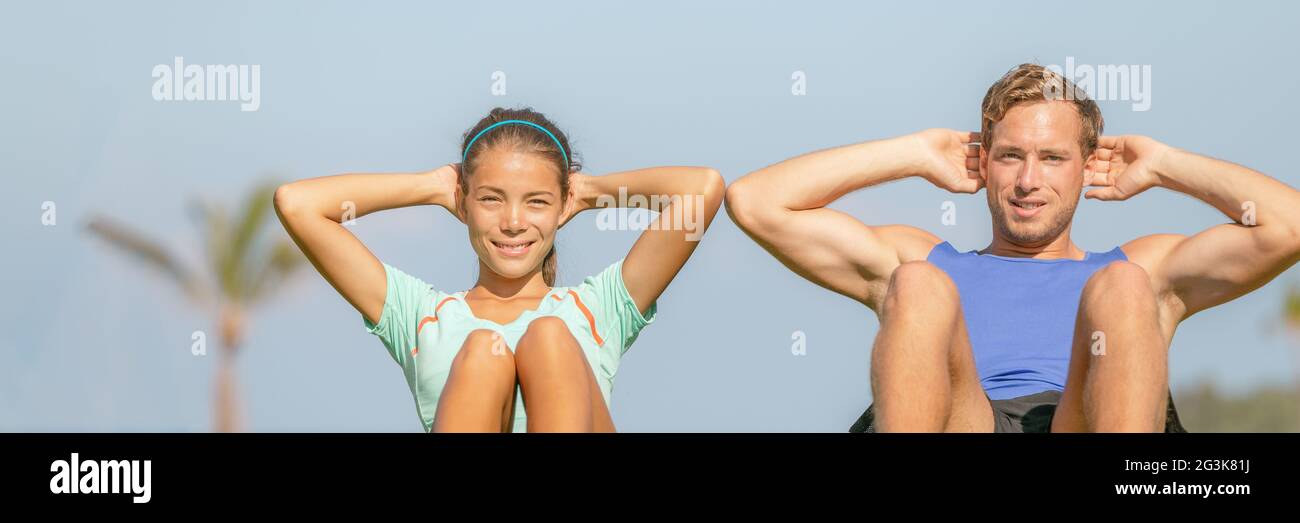 Fitness Couple Abs Fitness Couple Workout Health Club Fit Stock Photo