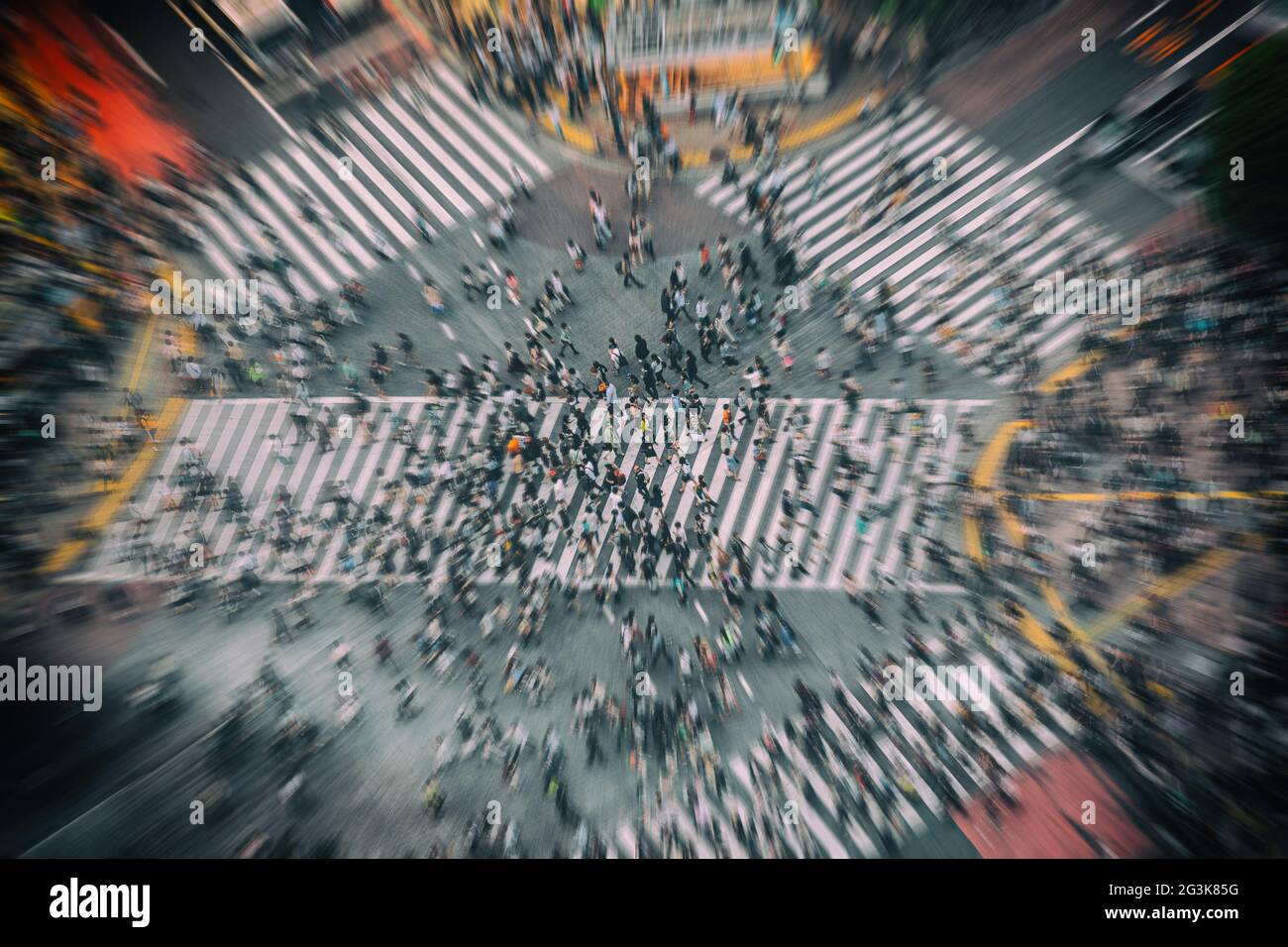 Tokyo city Shibuya crossing, crowd of busy people walking on street ...