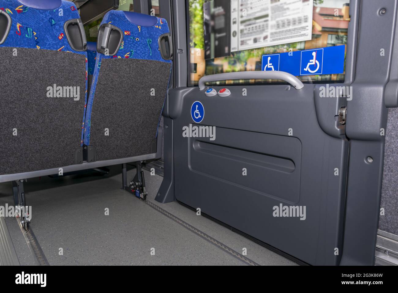 Space adapted for people with disabilities in a premium bus Stock Photo ...