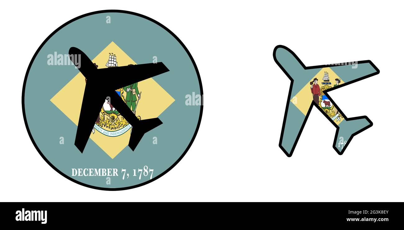 Nation flag - Airplane isolated - Delaware Stock Photo - Alamy