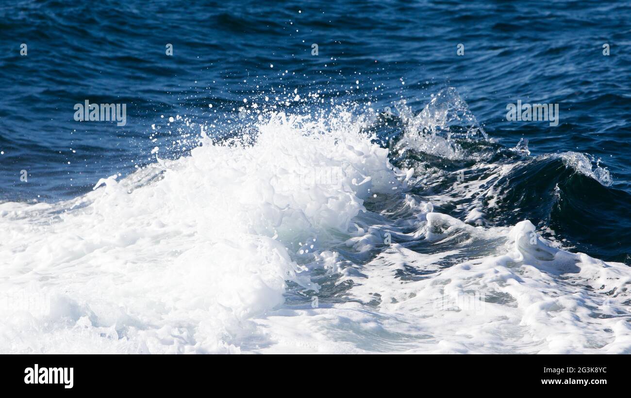 Wave of a ferry ship on the open ocean Stock Photo - Alamy